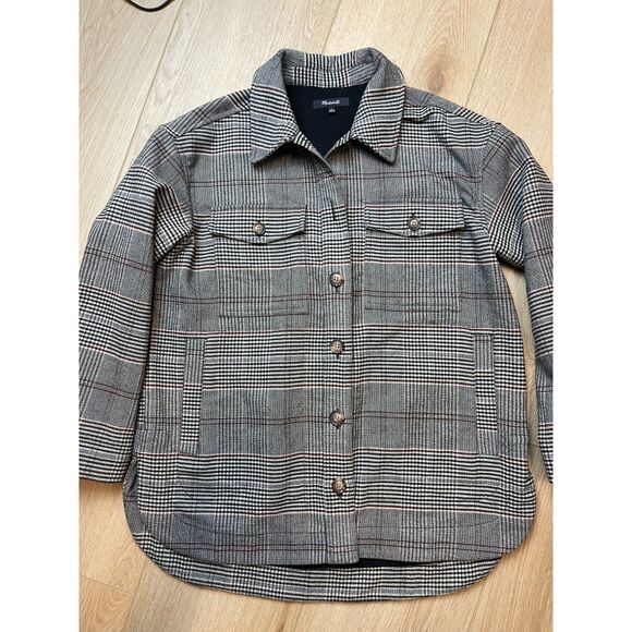 Madewell | Jackets & Coats | Madewell Plaid Shirt Jacket Shacket Black ...